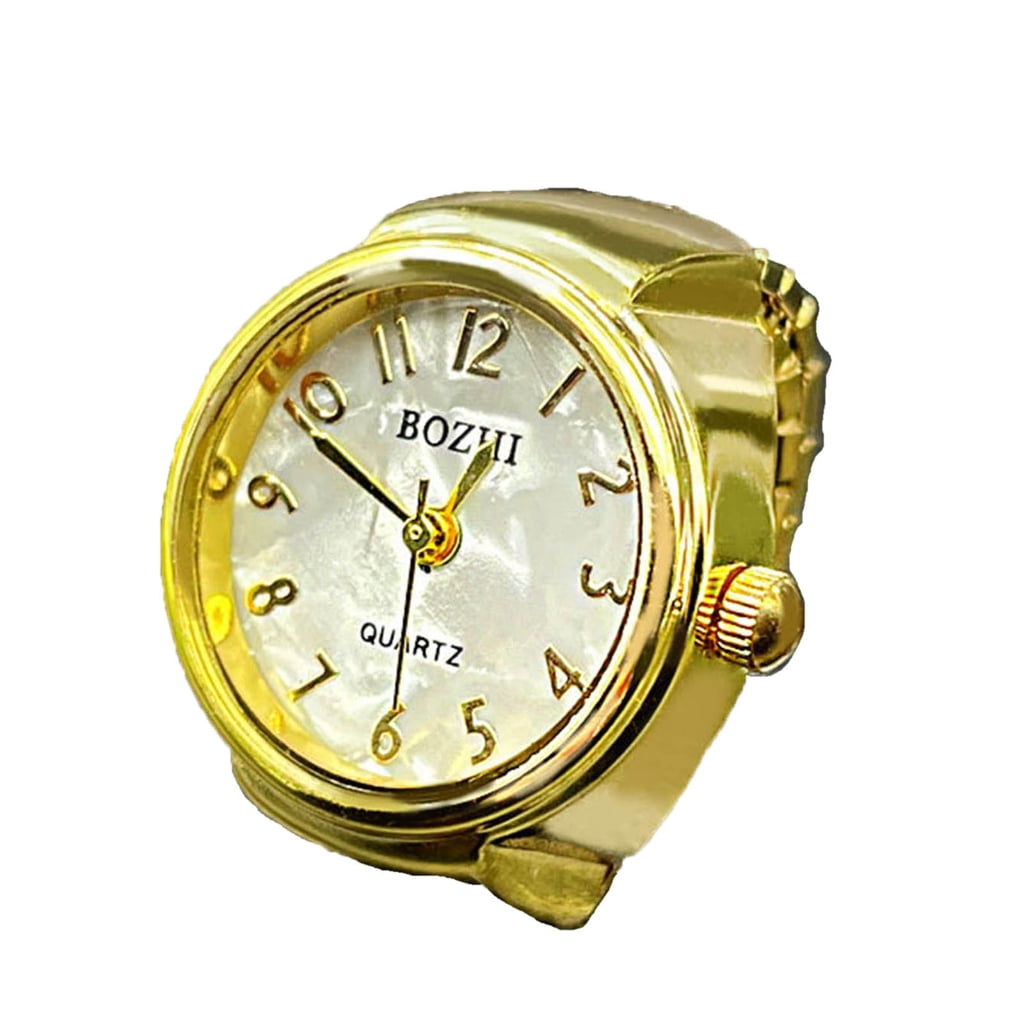 Ring Watch for Women Men Round Quartz Watch Arabic Numerals Dial Band ...