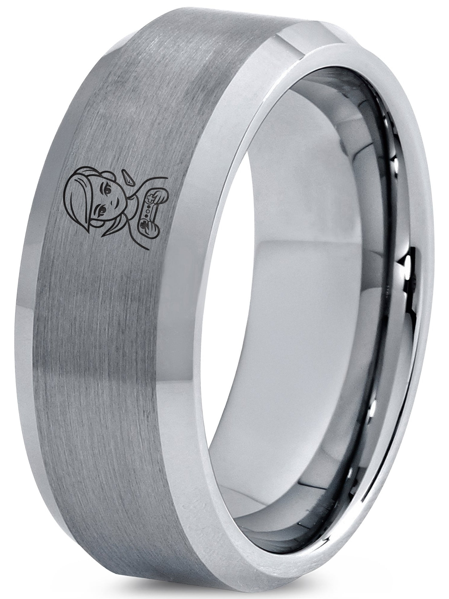 Gamer Gray Men Ring Tungsten Wedding Promise Rings Midi Jewelry ...