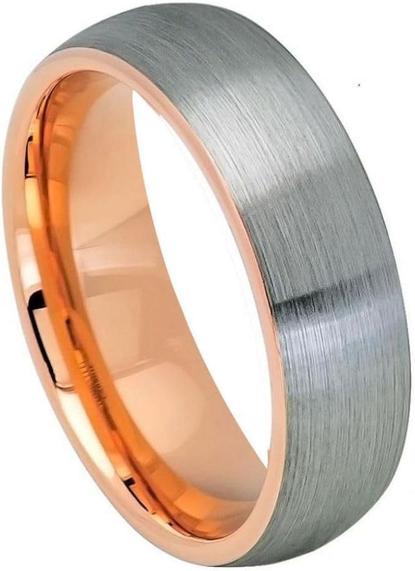 Ring for Men and Ladies Domed Rose Gold IP Plated Inside & Gun Metal ...