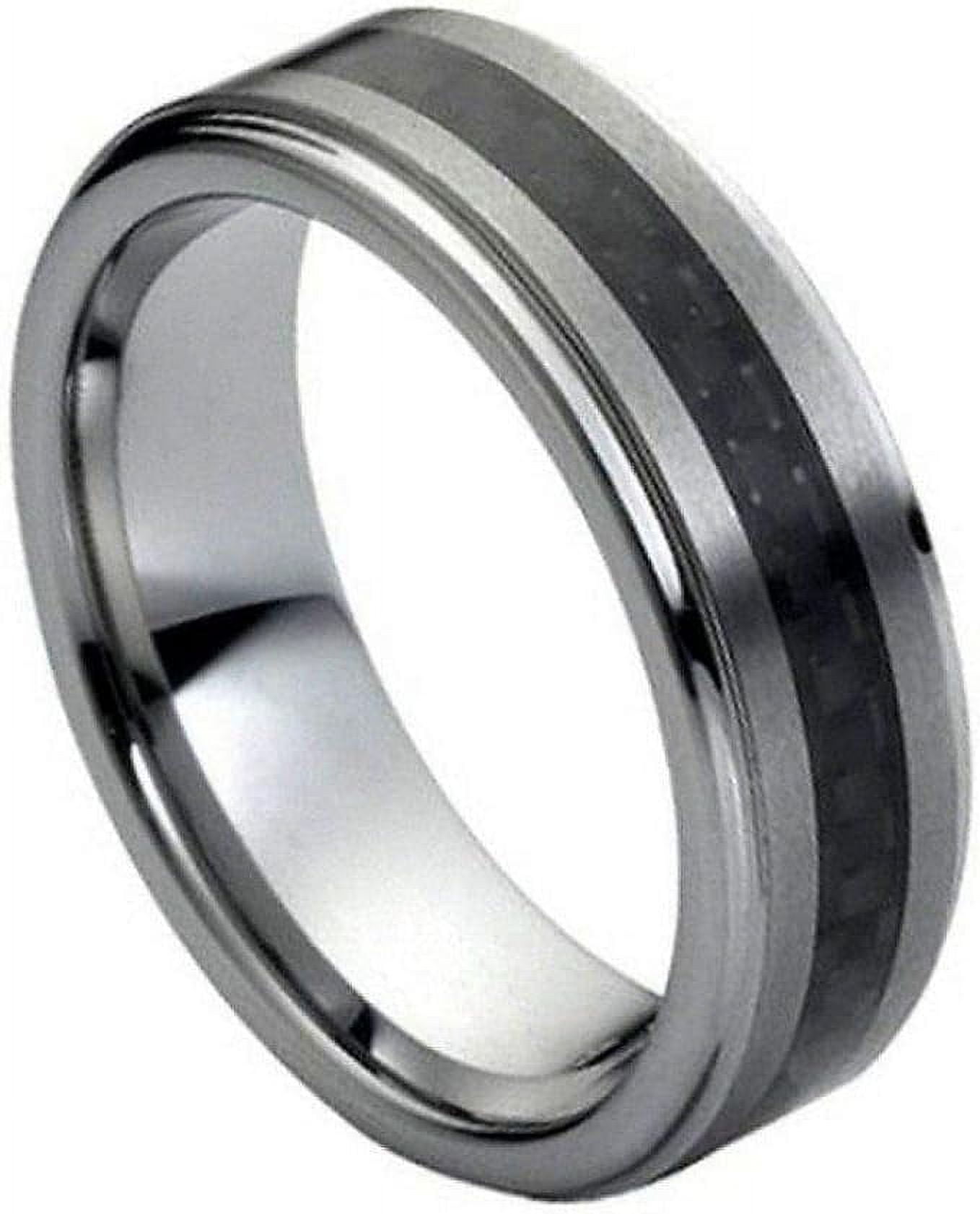 Ring for Men and Ladies ipauly inc Ring Black Carbon Fiber Inlaid on ...