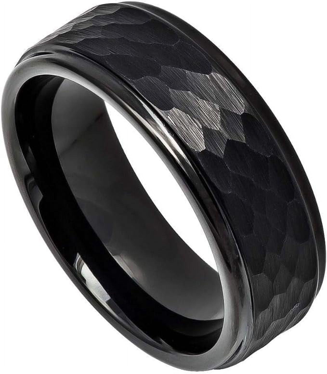 Ring for Men and Ladies ipauly inc Ring Black IP Plated Hammered Center ...