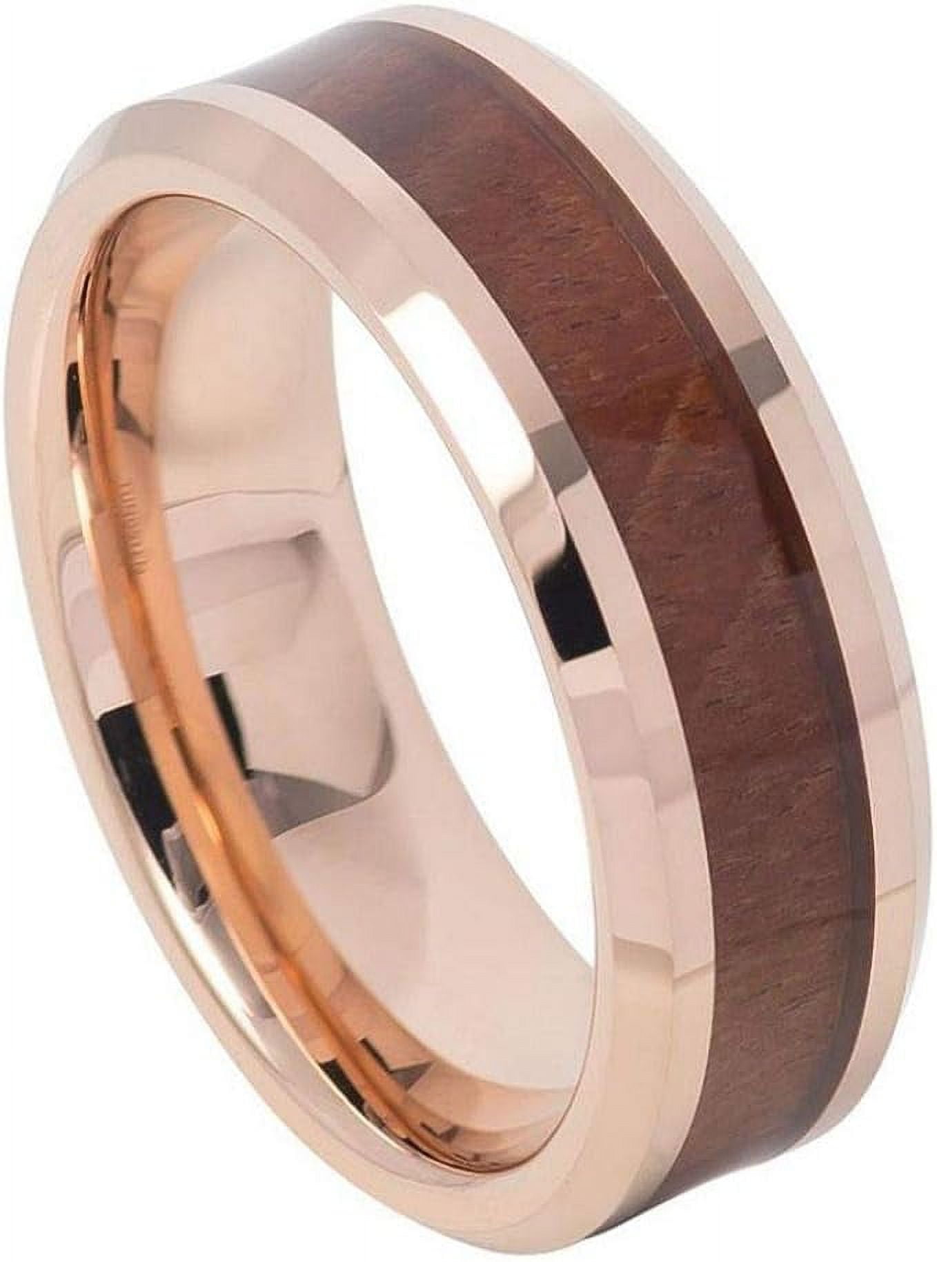 Ring for Men and Ladies ipauly inc Ring Rose Gold IP Plated Koa Wood ...