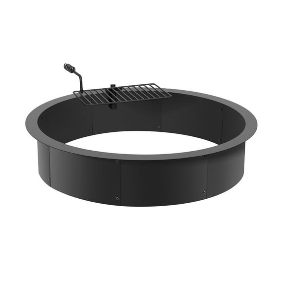 Ring w/ BBQ Fire Ring 40 Inch Outer Steel DIY Campfire Firepit ...