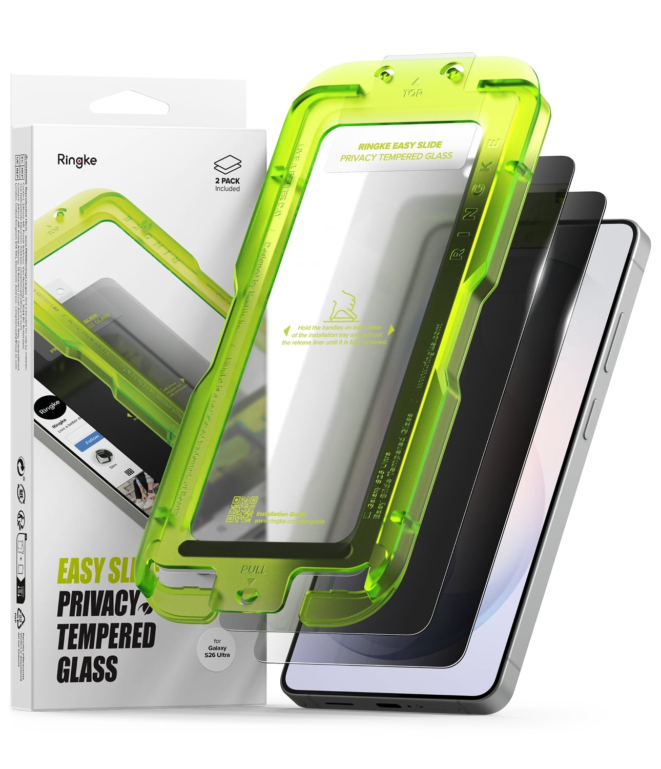 Ringke Easy Slide Privacy Tempered Glass [Easy-Installation Tool] for ...