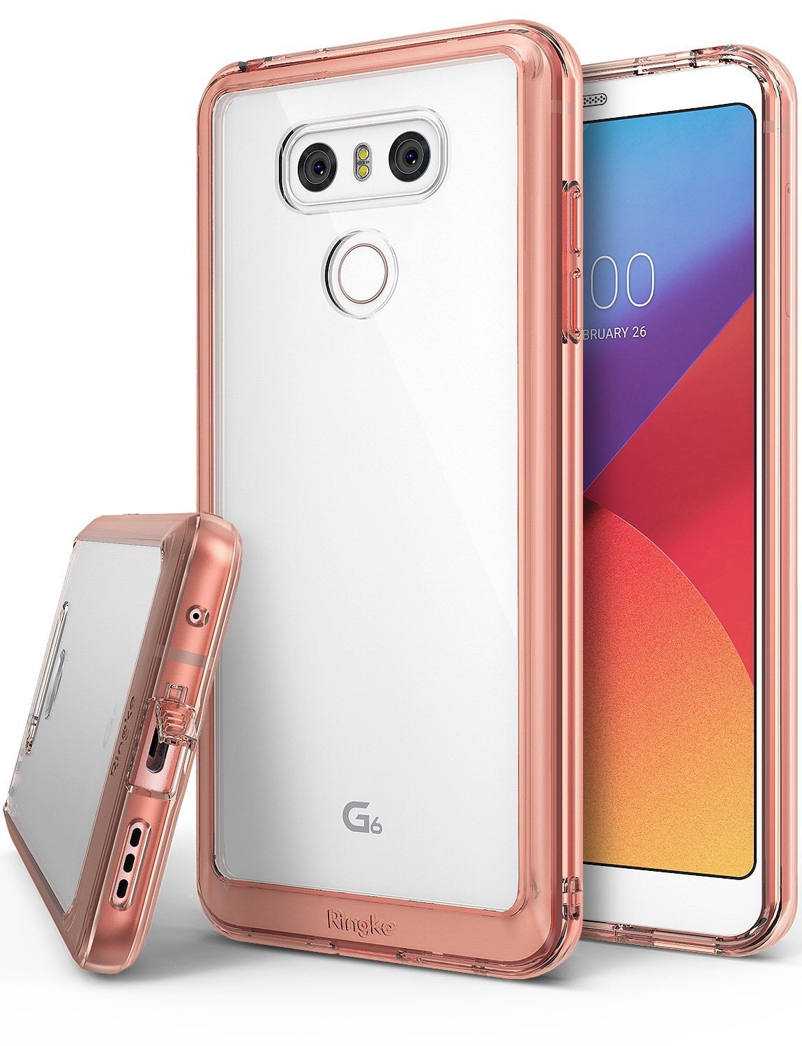 Ringke FUSION Case for LG G6, Tough PC Back TPU Bumper Case - Rose Gold ...