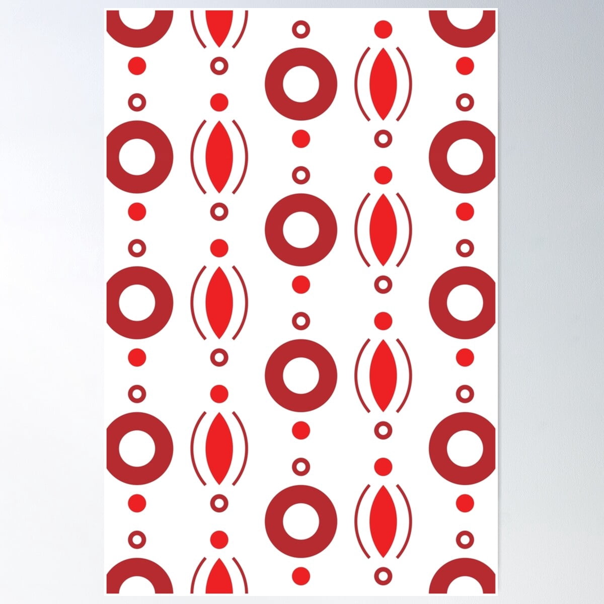 Rings & Beads Geometric Pattern – Red Poster Wall Art, Modern Wall ...