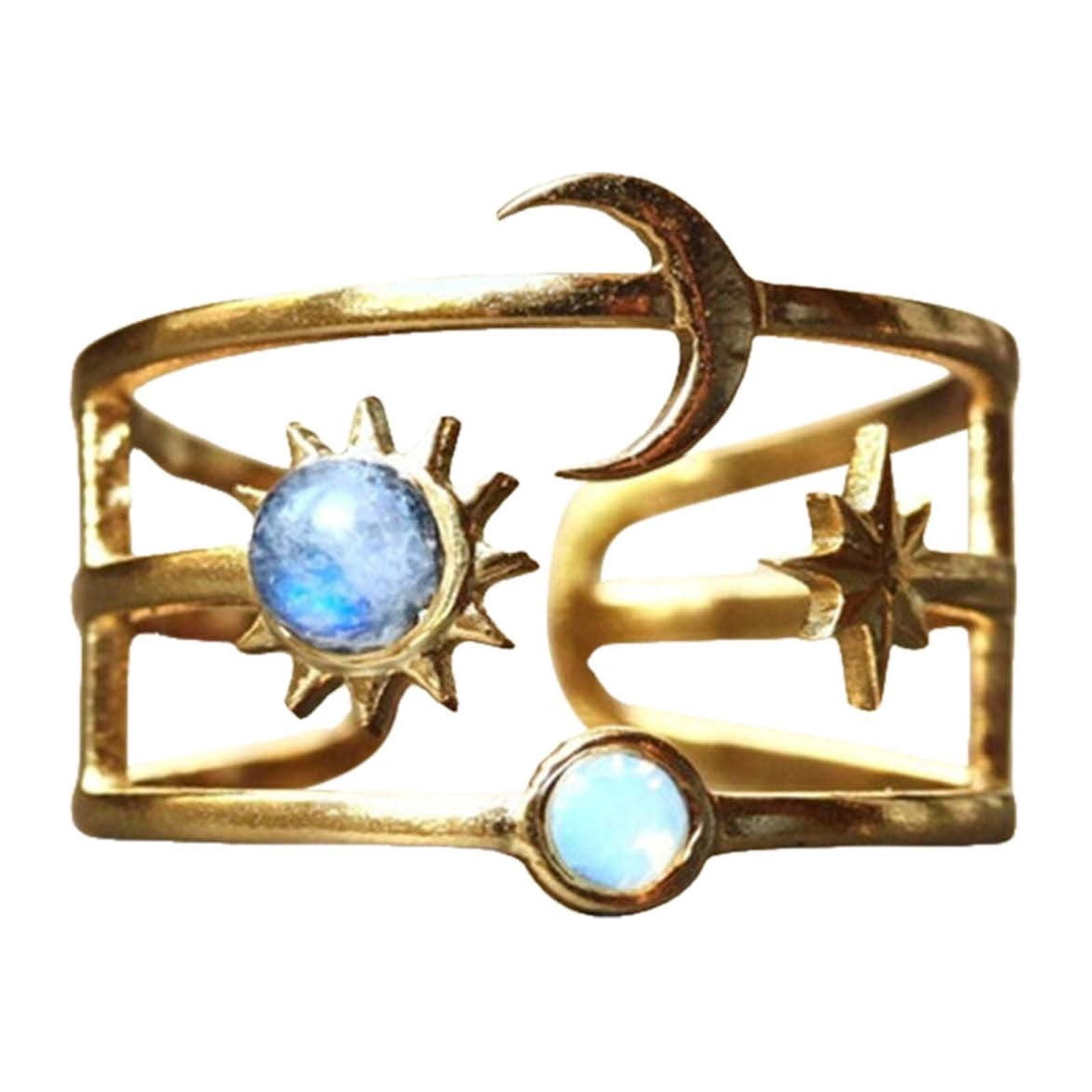 Rings Celestial Ring Featuring Sun Moon and Ring Gold Opal Jewelry ...
