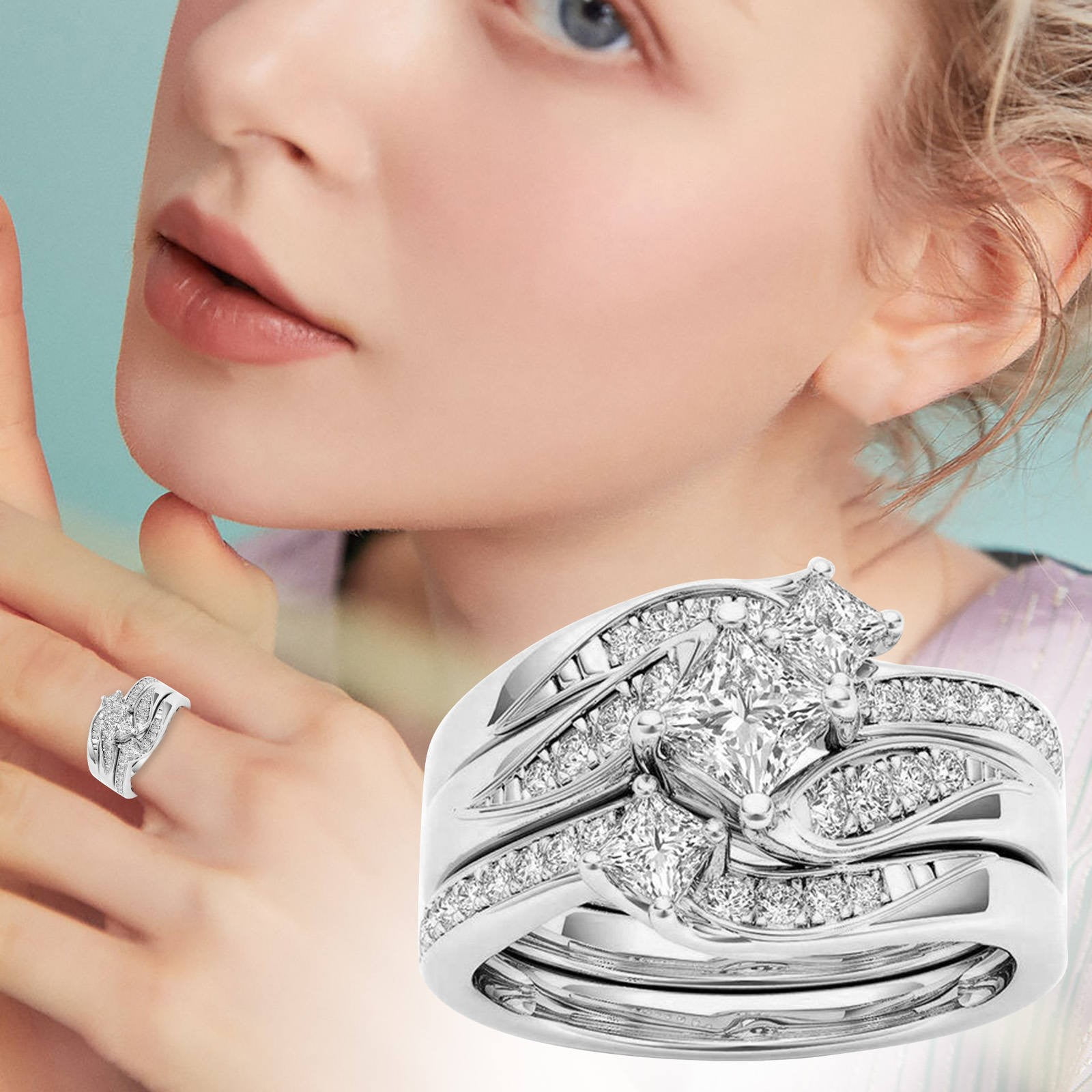 Rings For Men Women Girls Diamond Set Womens Wedding Engagement Ring
