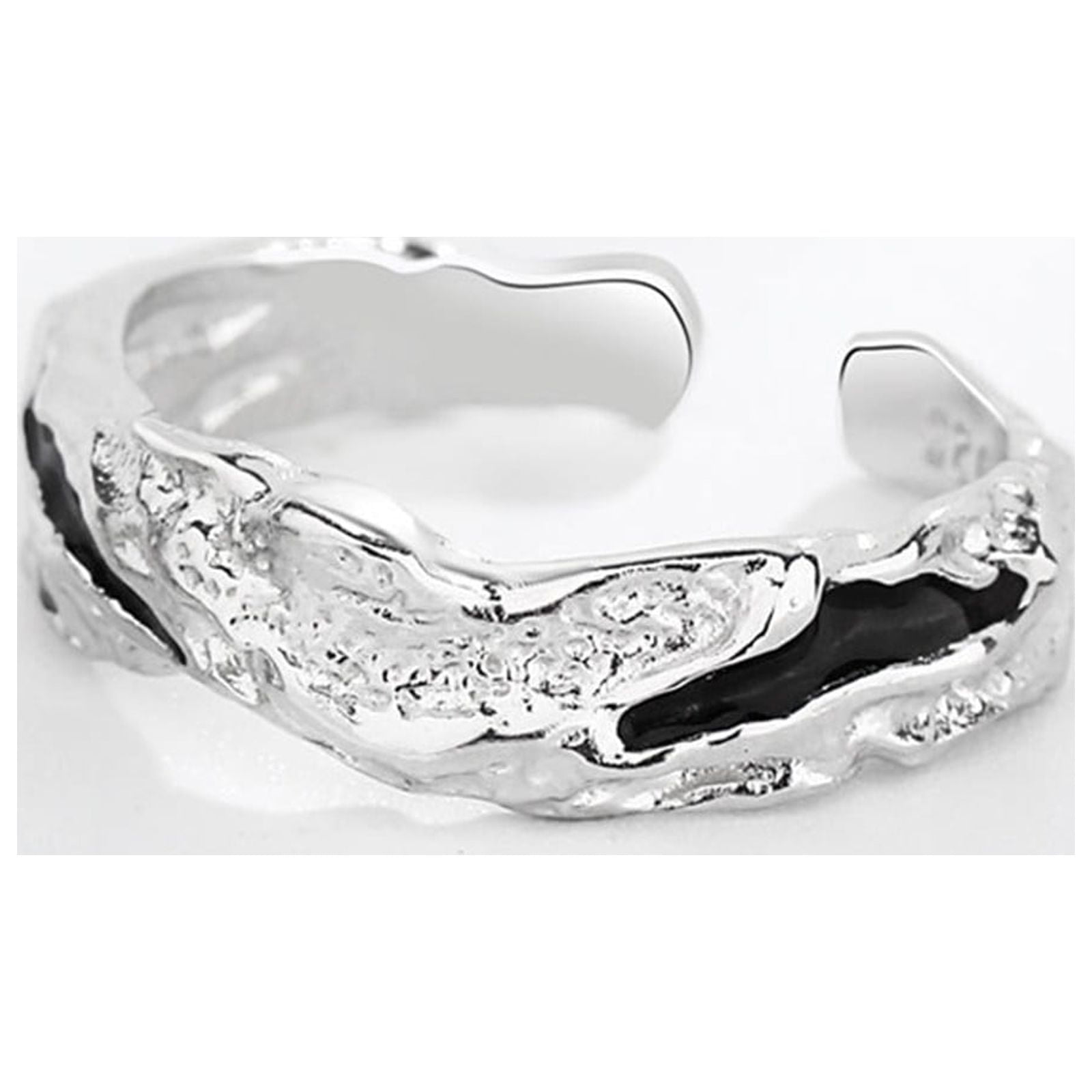 Rings For Women Teen Girls S925 Adjustable Swivel Sterling Silver Ring Open Ring Irregular Frill ...