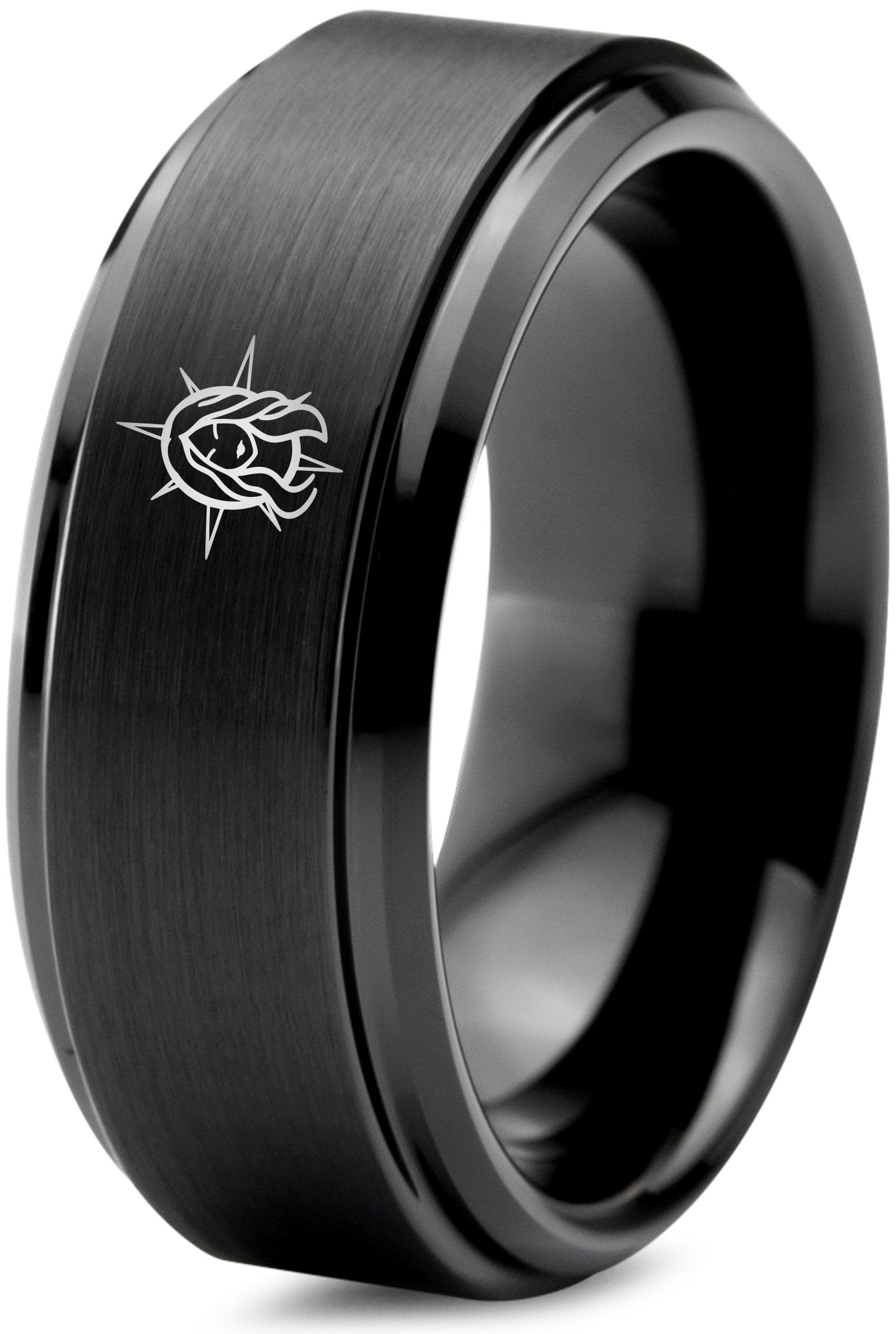 Rings Gamer Mens Wedding Band Black Tungsten Grandma Gift 90th Birthday ...
