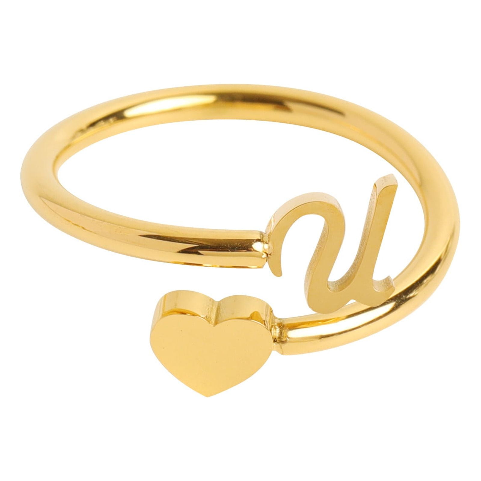 Rings To My Granddaughter Initial Heart Ring 26 Letter Heart Jewelry ...