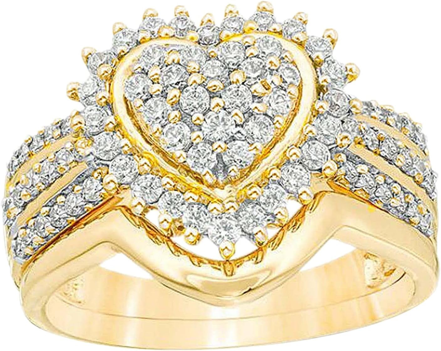 Rings for Women Love Diamond Ring Set Ladies Fashion Wedding Diamond ...