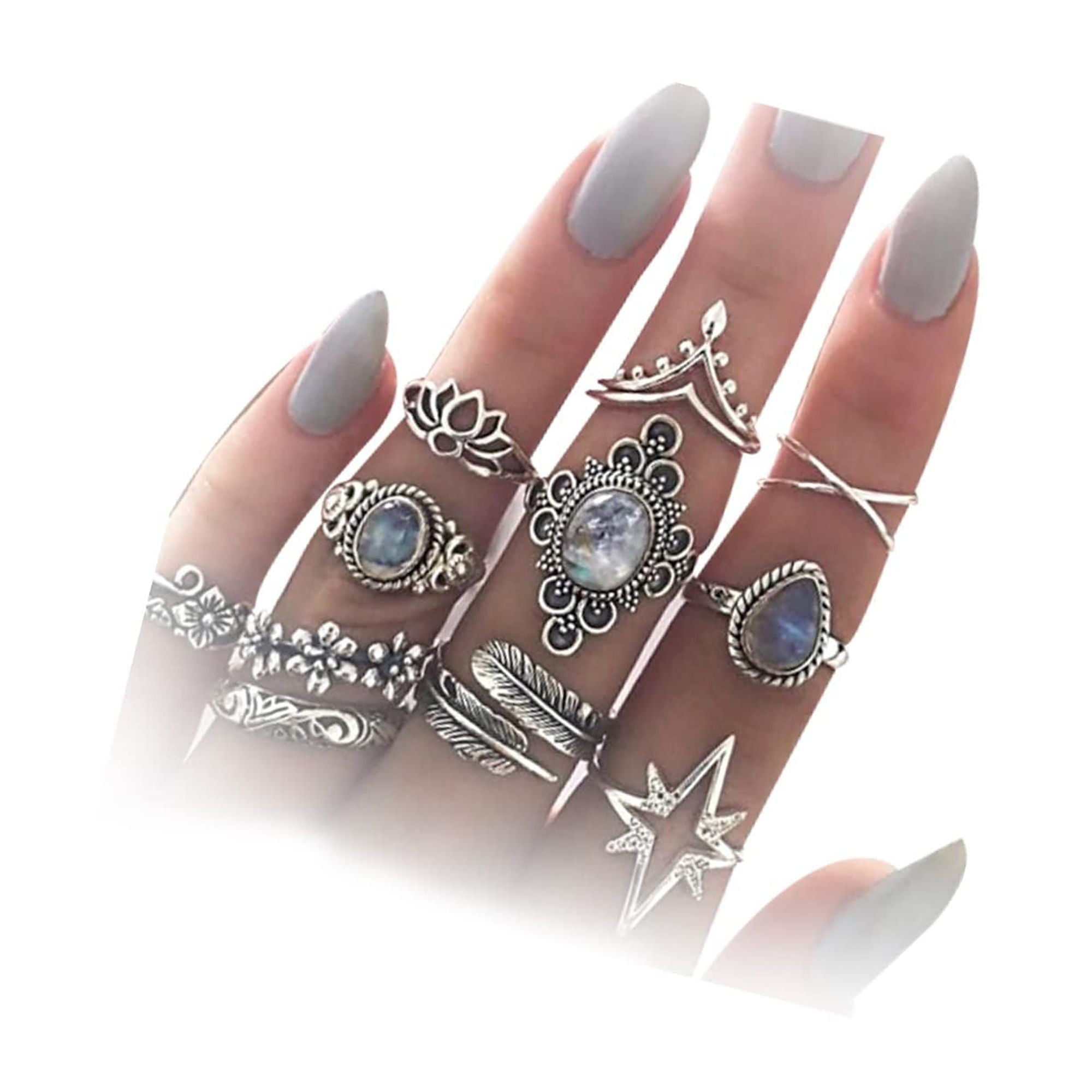 Rings for Women Set, Vintage Rings, Stackable Rings, Crystal ...