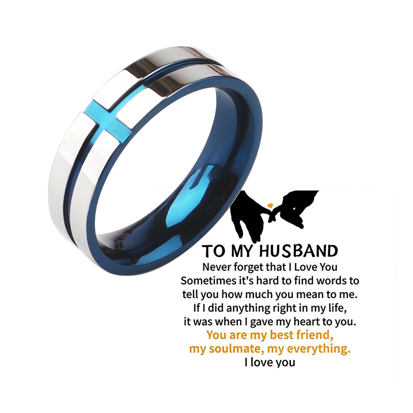 Rings for Women To My Husband Fluted Cross Ring Men's Finger Ring with ...