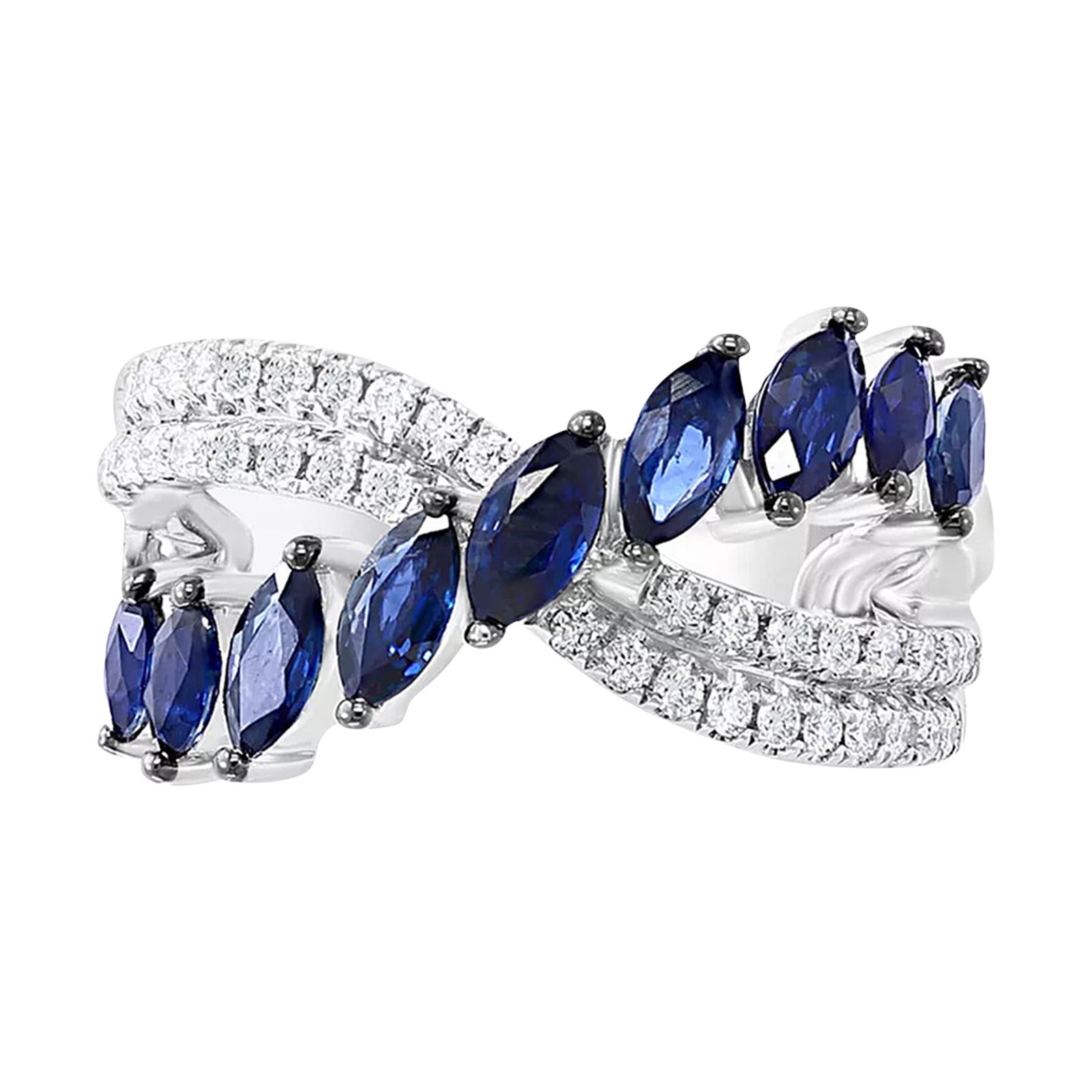 Rings for Women Women's Fashion Cross Dark Blue Water Drop Crystal ...