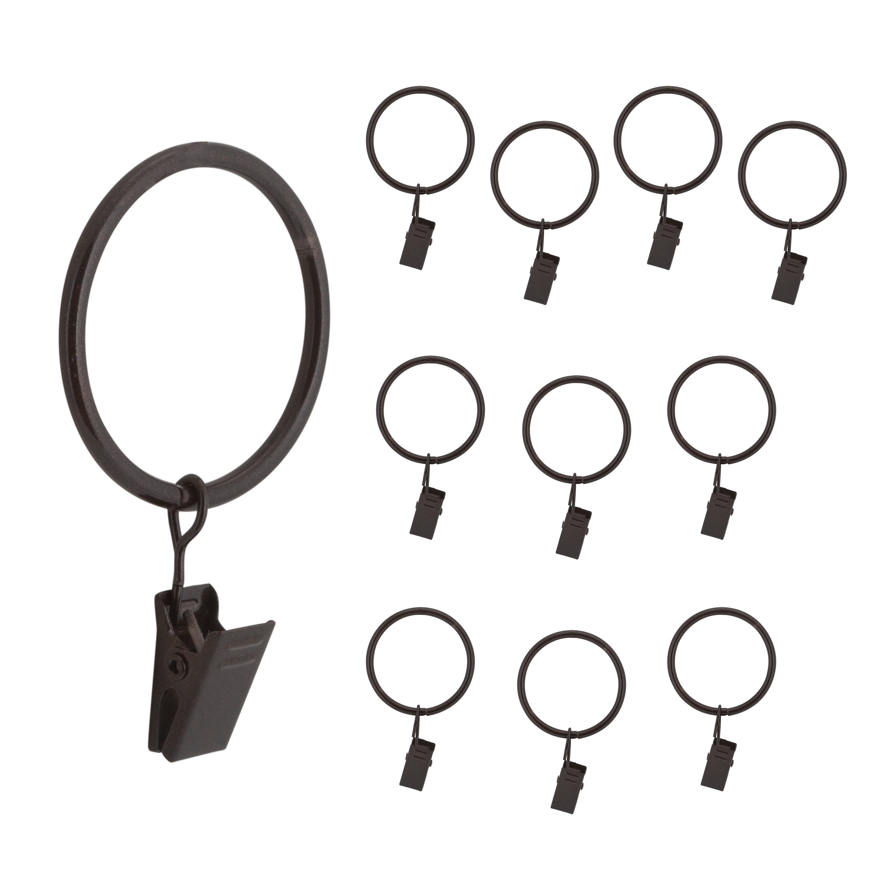 Rings for Curtain Rods, Bronze, Pack of 10 - Walmart.com