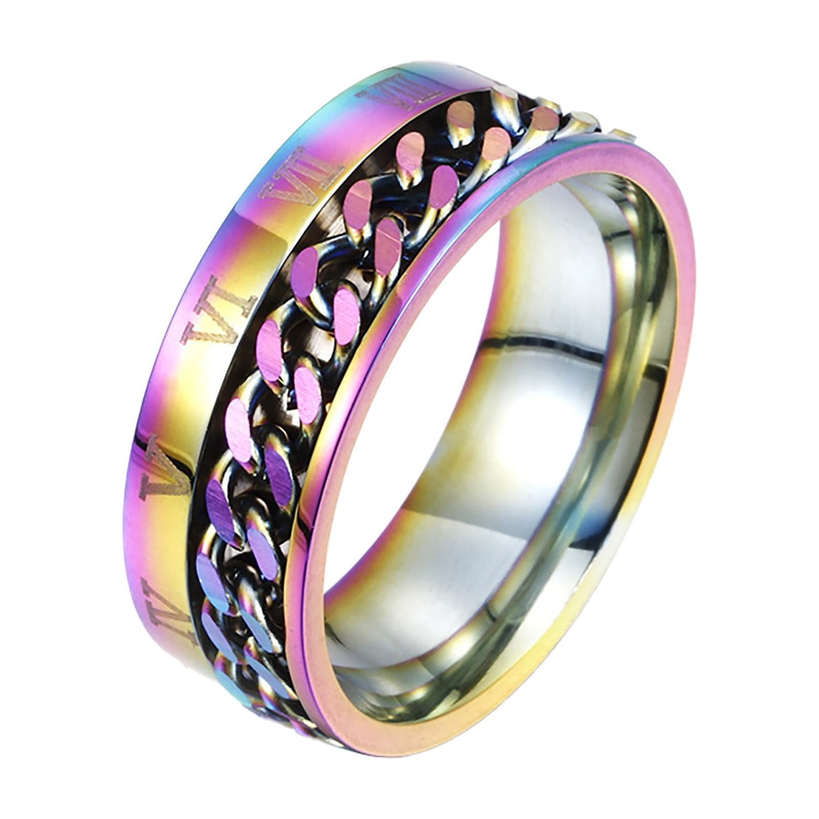 Rings for Men New Siple Transfer Jewelry Men'S Titanium Steel Rotatable ...