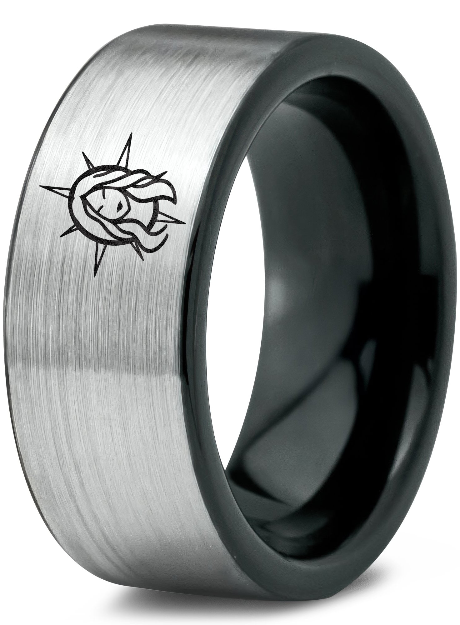Gamer Grey Men Ring Blue Tungsten Wedding Band Engagement Gift 70th ...