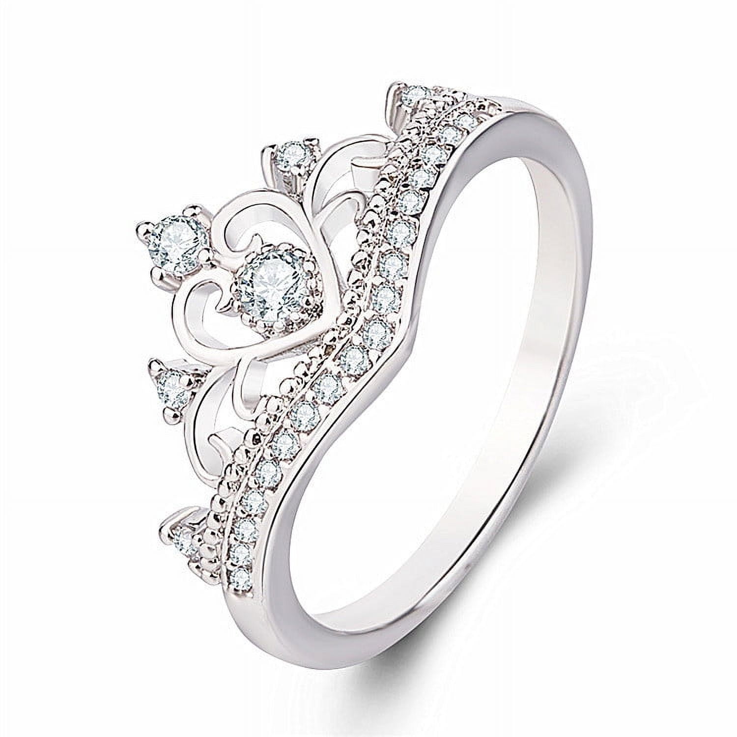 Rings for Women Sawvnm Crown Ladies Micro-inlaid Zircon Two-piece Two ...