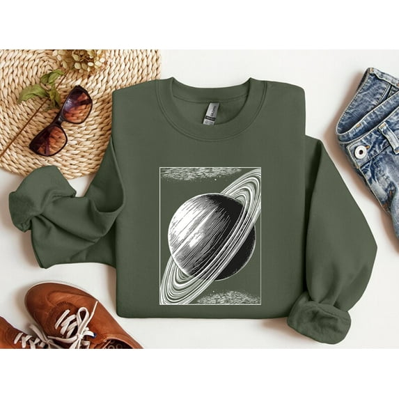 Rings of Saturn T-Shirt in Black Aqua, Astronomy Gifts for Men or Women ...