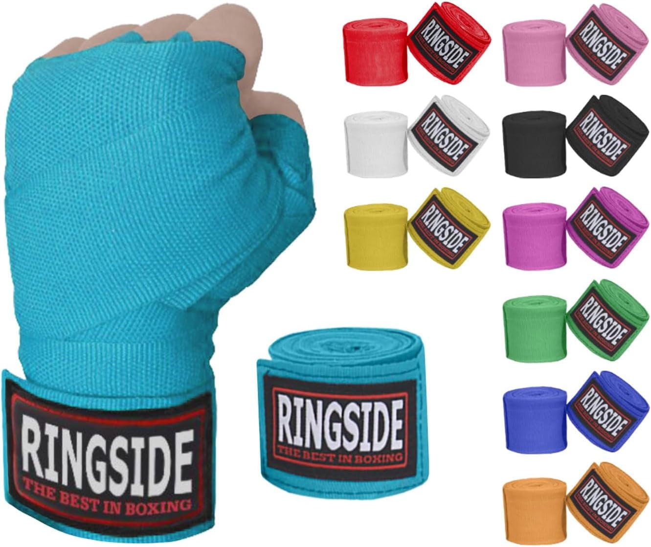 Ringside Mexican-Style Boxing Handwraps - Elastic Cotton, Thumb Loop ...