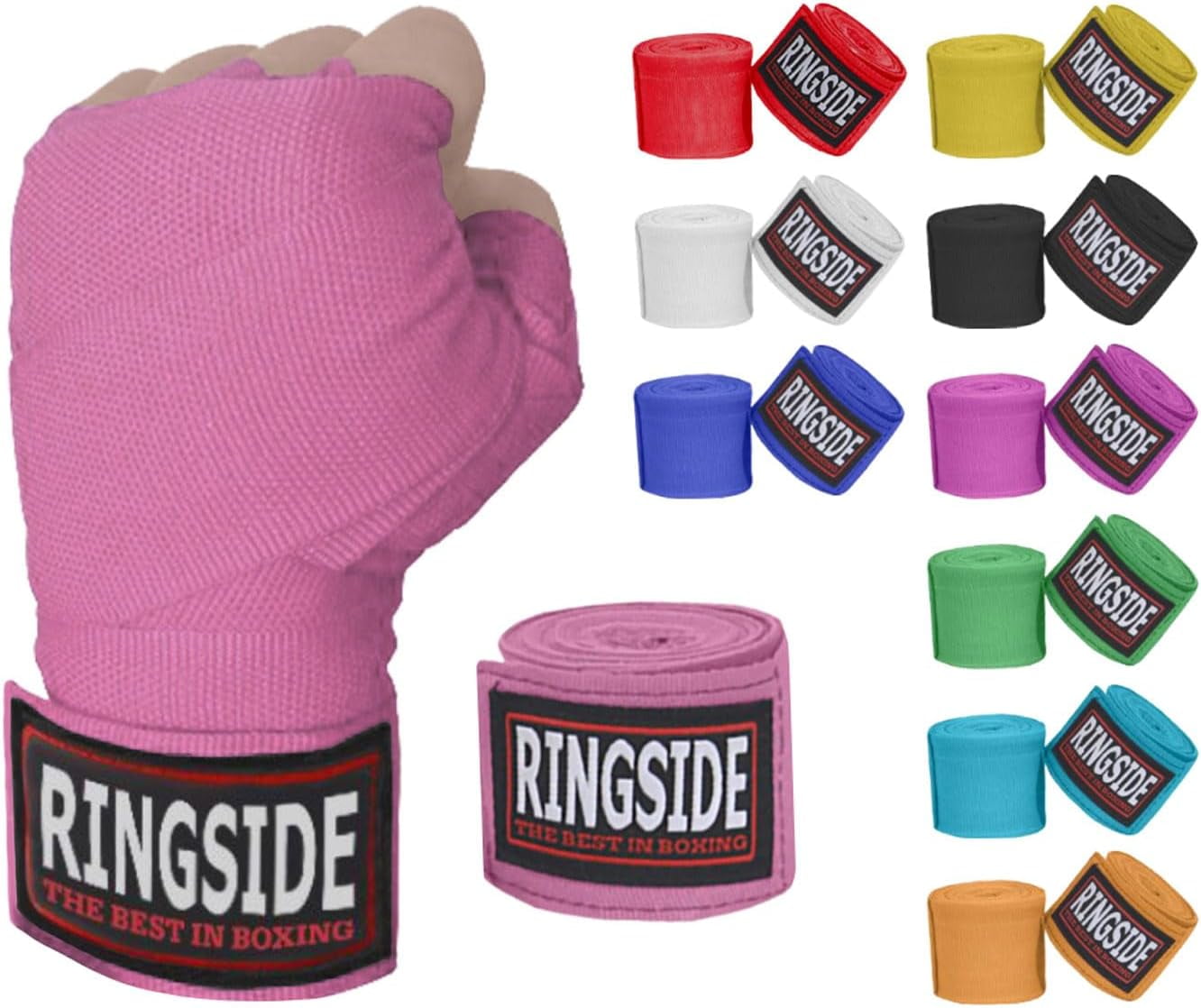 Ringside Mexican-Style Boxing Handwraps 180 Inch Pink Cotton Elastic ...