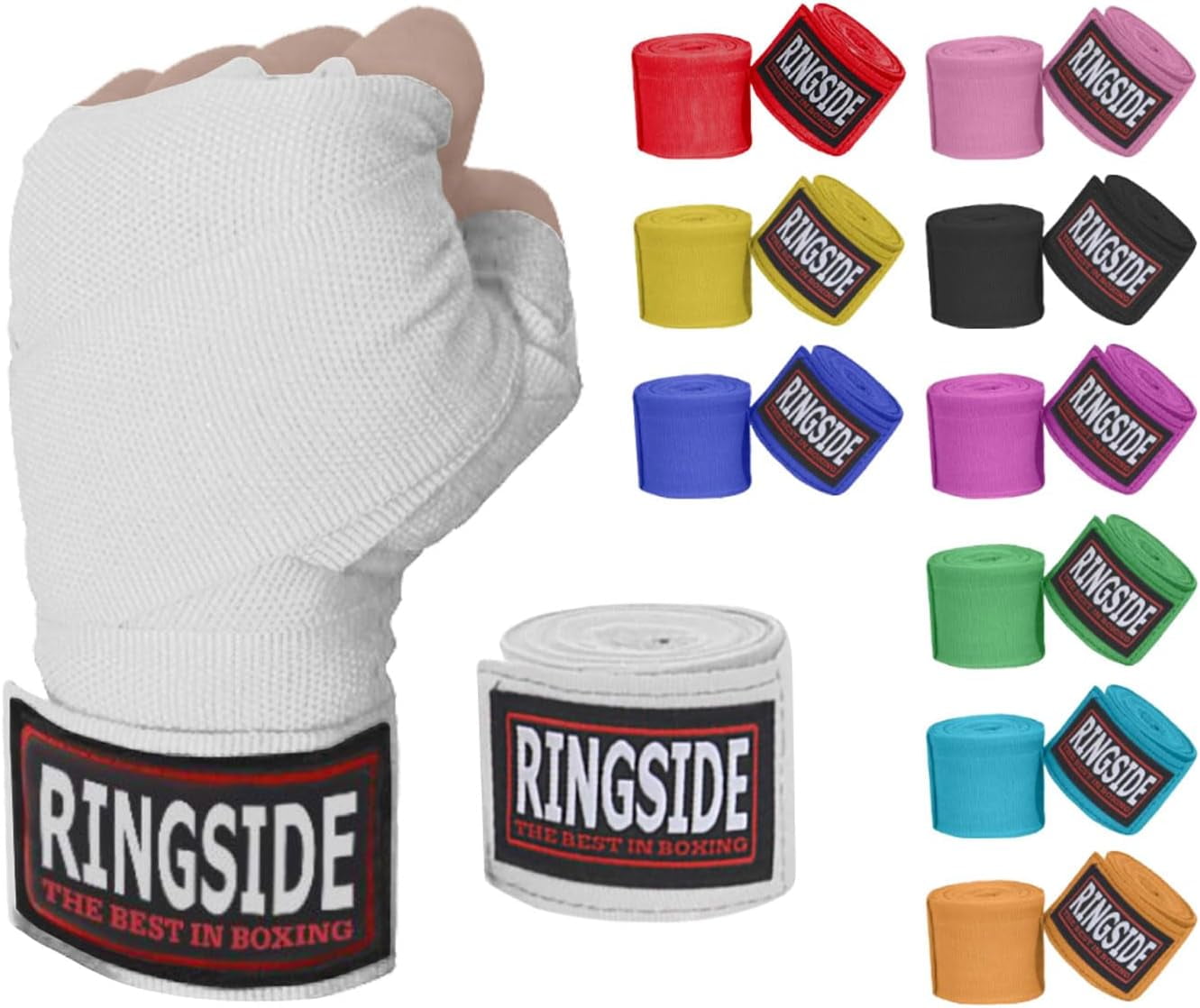 Ringside Mexican-Style Boxing Handwraps 180in White Cotton Elastic ...