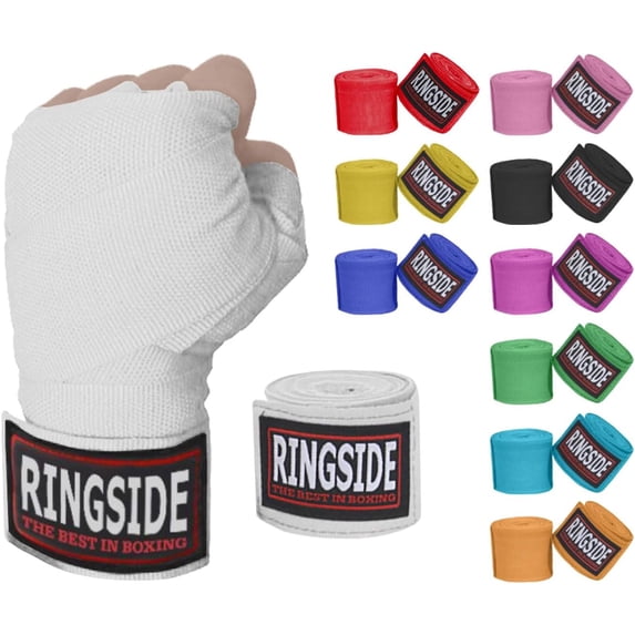 Ringside Mexican-Style Boxing Handwraps 180in White Cotton Elastic ...