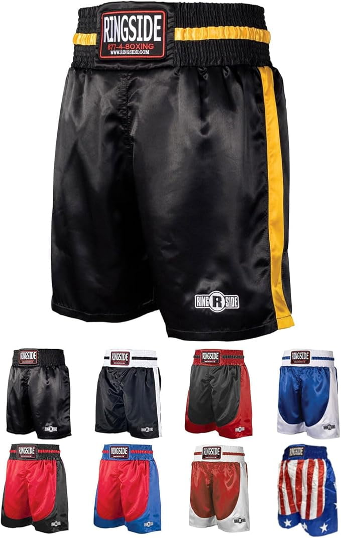 Ringside Pro-Style Boxing Trunks XX Large Black/Gold Satin Athletic ...