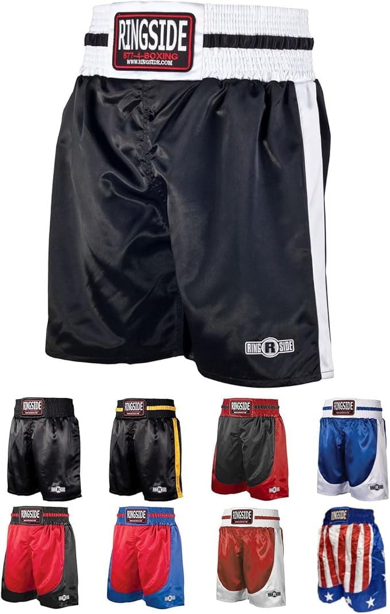 Ringside Youth Boxing Trunks - Black/White, Small, Satin Fabric ...