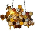 Rinhoo Bee Ornament Acrylic Hanging Honey Art Decor Geometric Honeycomb Pendant Gift for Garden ...