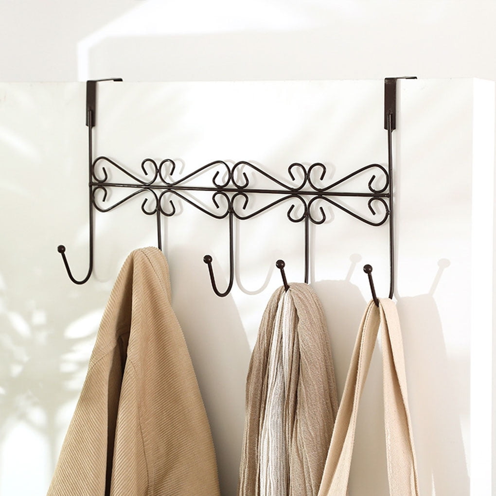 Rinhoo Over The Door Hanger Rack with 5 Hooks Decorative Metal Coat Hat ...