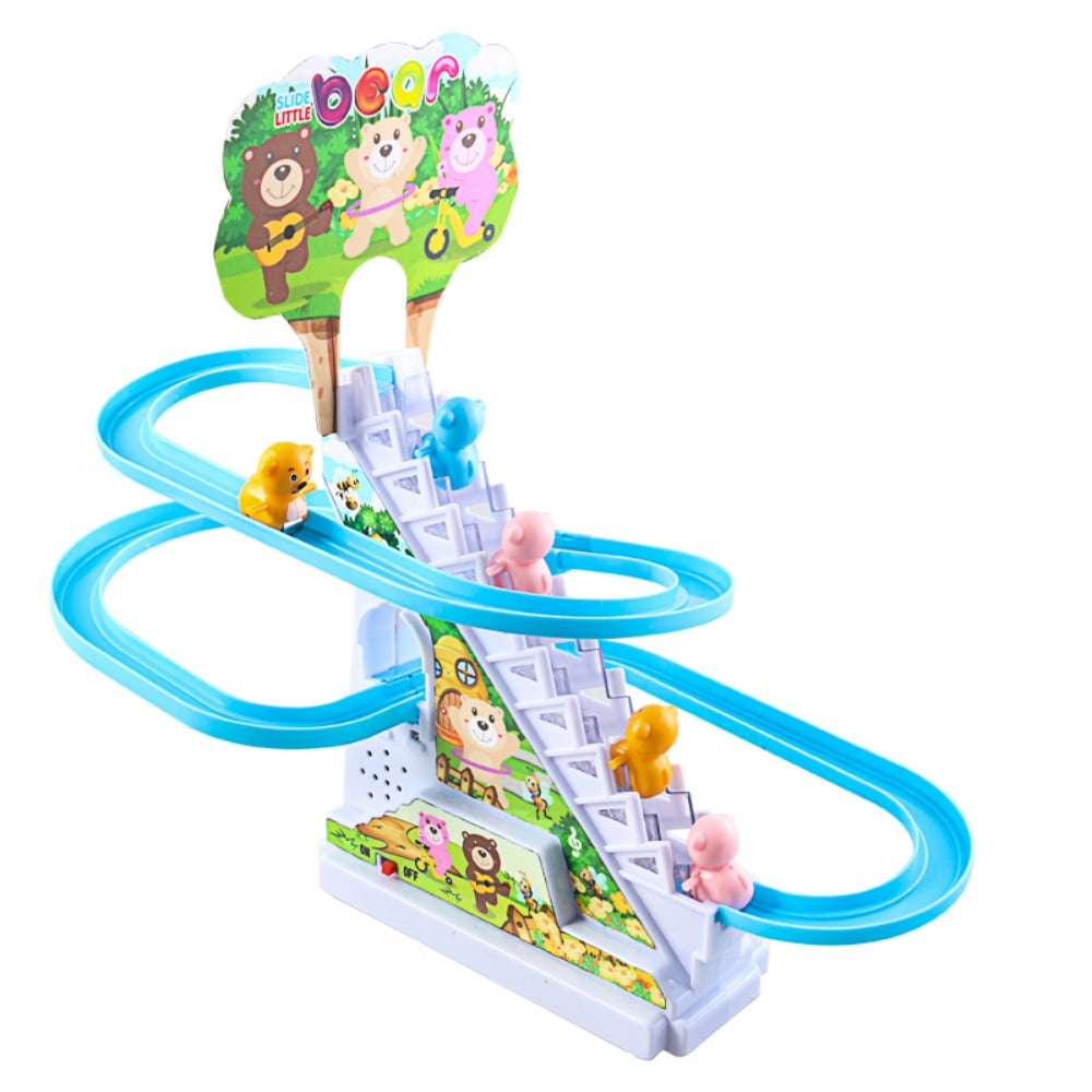 Rinidicen Little Bear Climbing Stairs Track Toy with Music and Lights ...