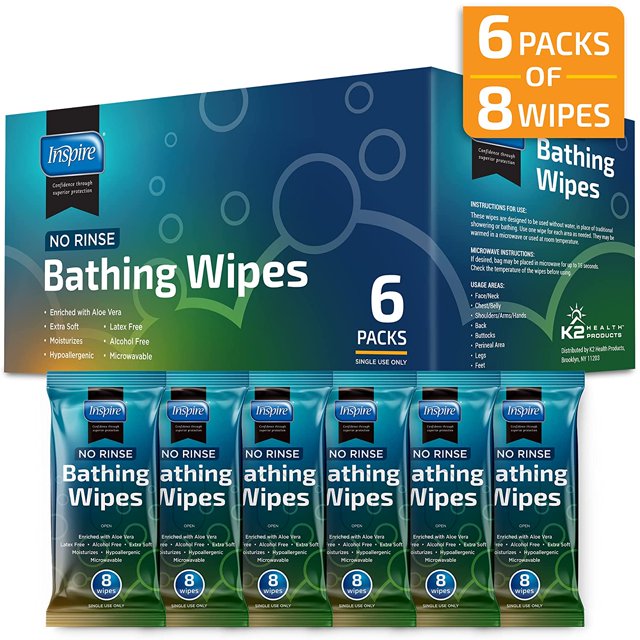 Rinse Free Body Wash Wipes - Extra Large, Aloe-Enriched, Shower ...