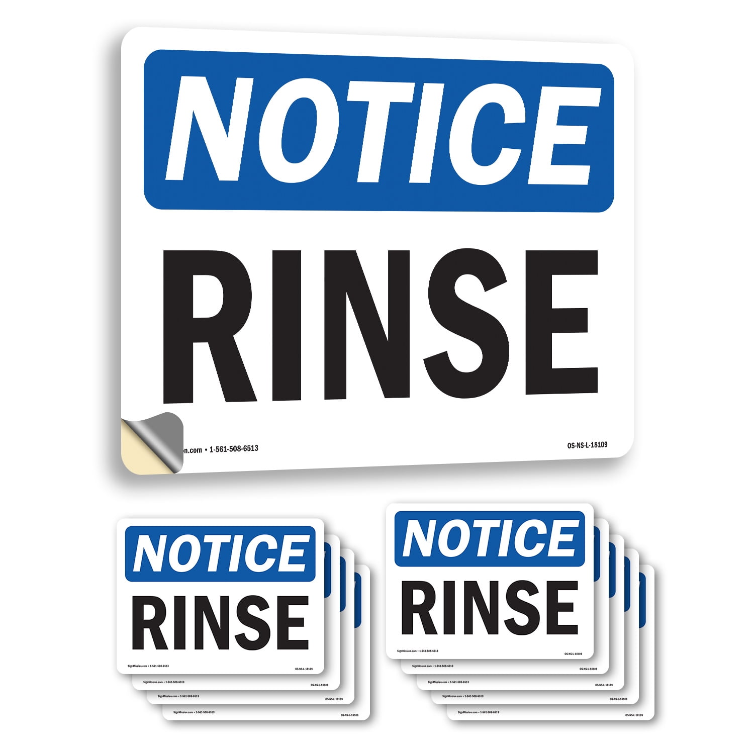 Rinse OSHA Notice Vinyl Decal Label 18 Inch x 12 Inch - 10 Pack ...