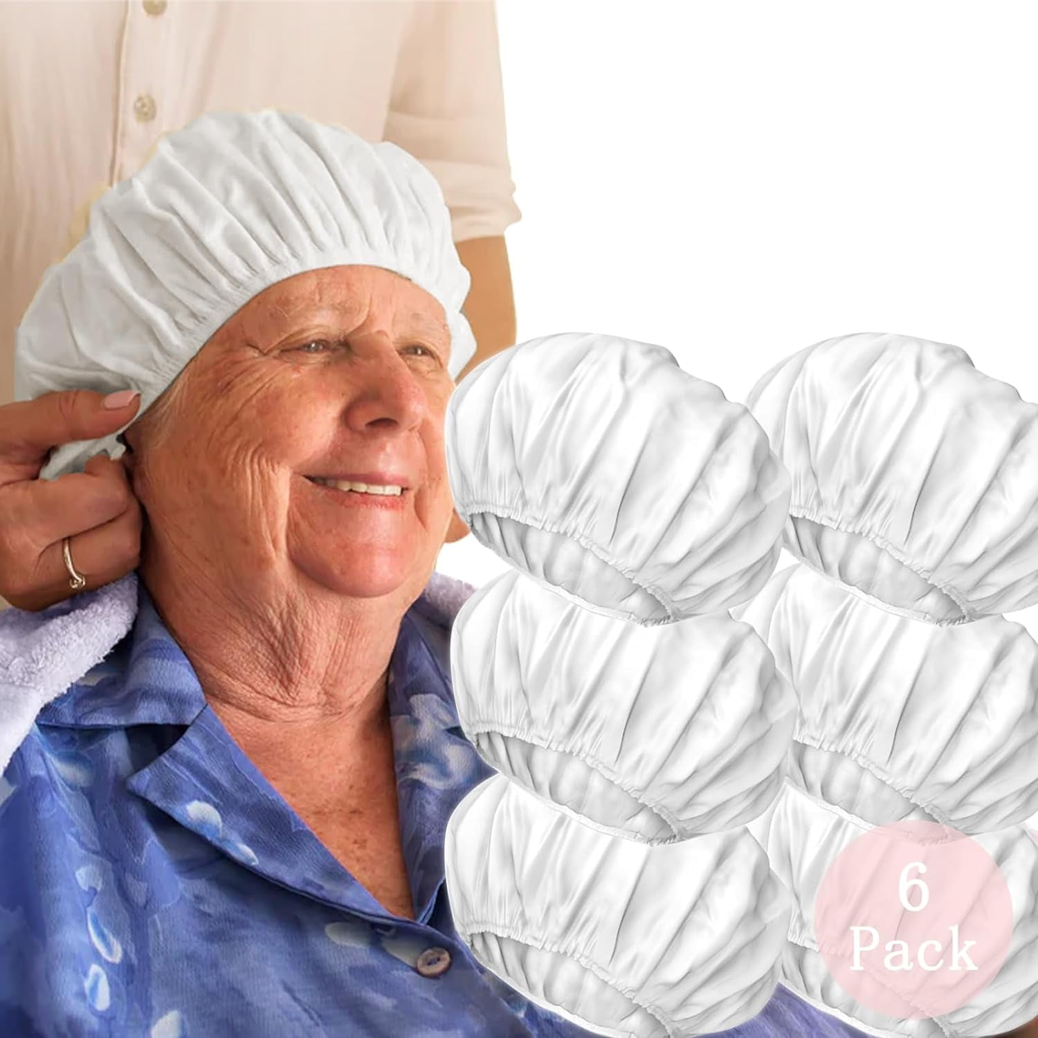 FSSSS Waterless Shampoo Caps, Conditioner-Infused, 6-Pack for Elderly ...
