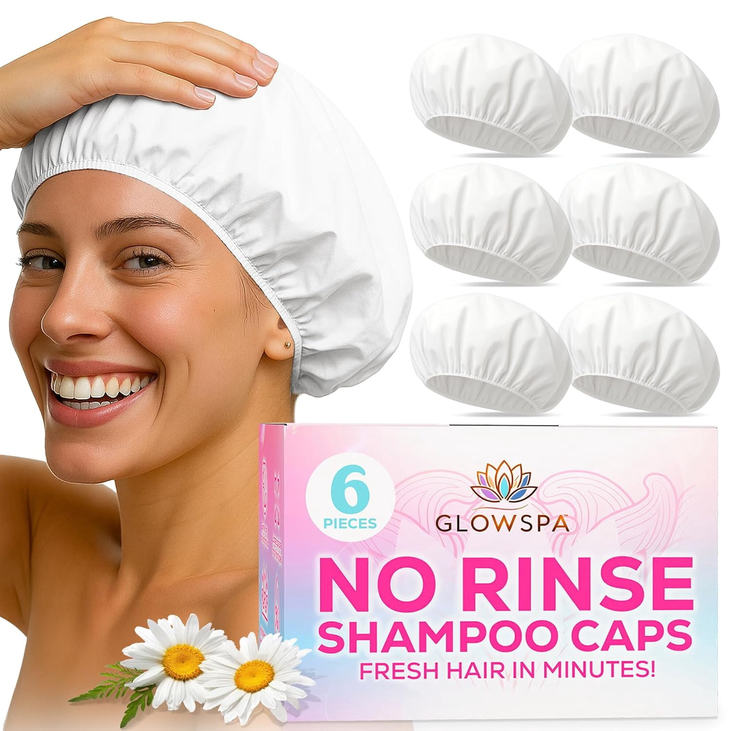 No Rinse Shampoo Caps (Pack of 6) – Rinse-Free Shower Cap for Elderly ...