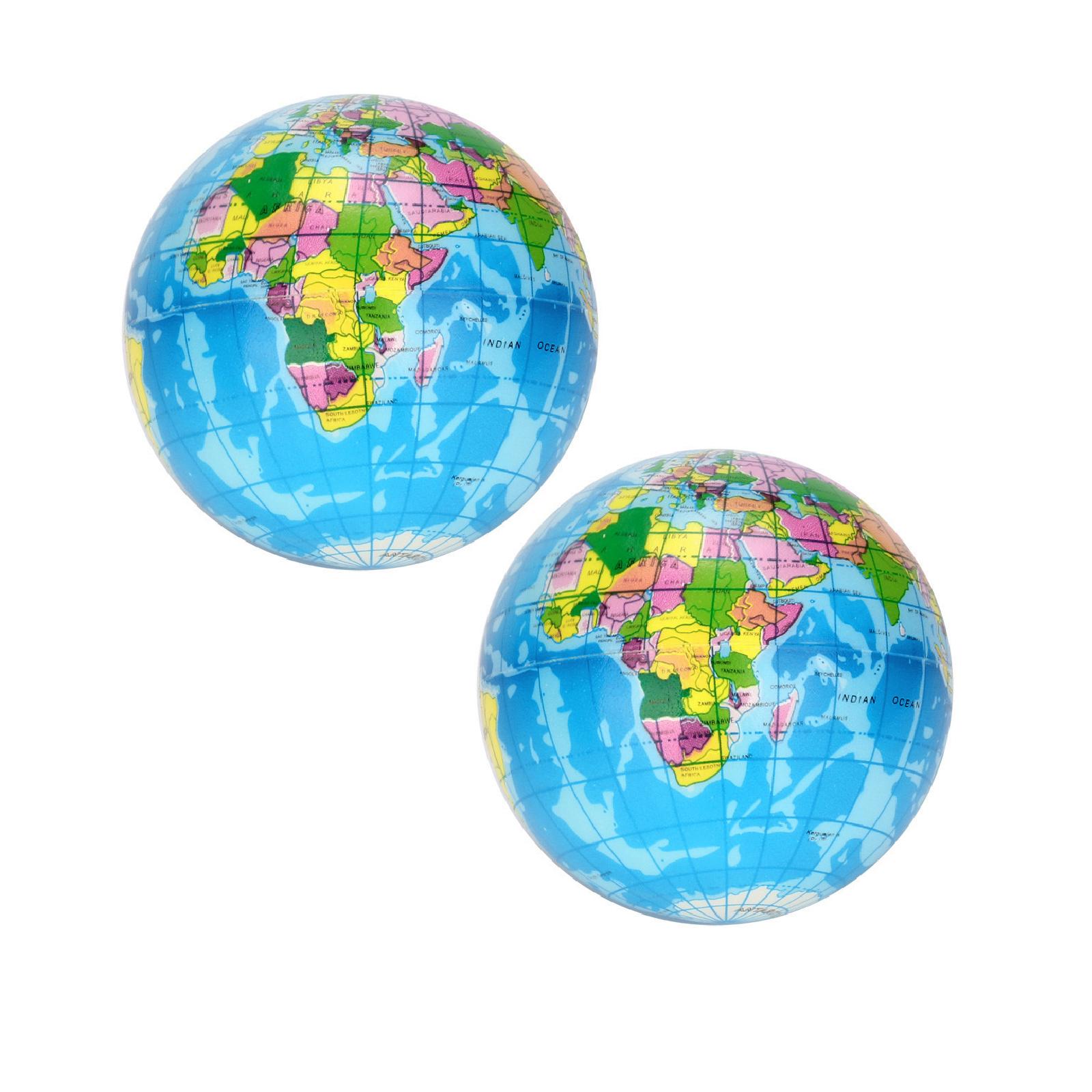 Rinsvye 2 Pack 76Mm Stress Relief World Stress Balls For Kids Map Foam ...