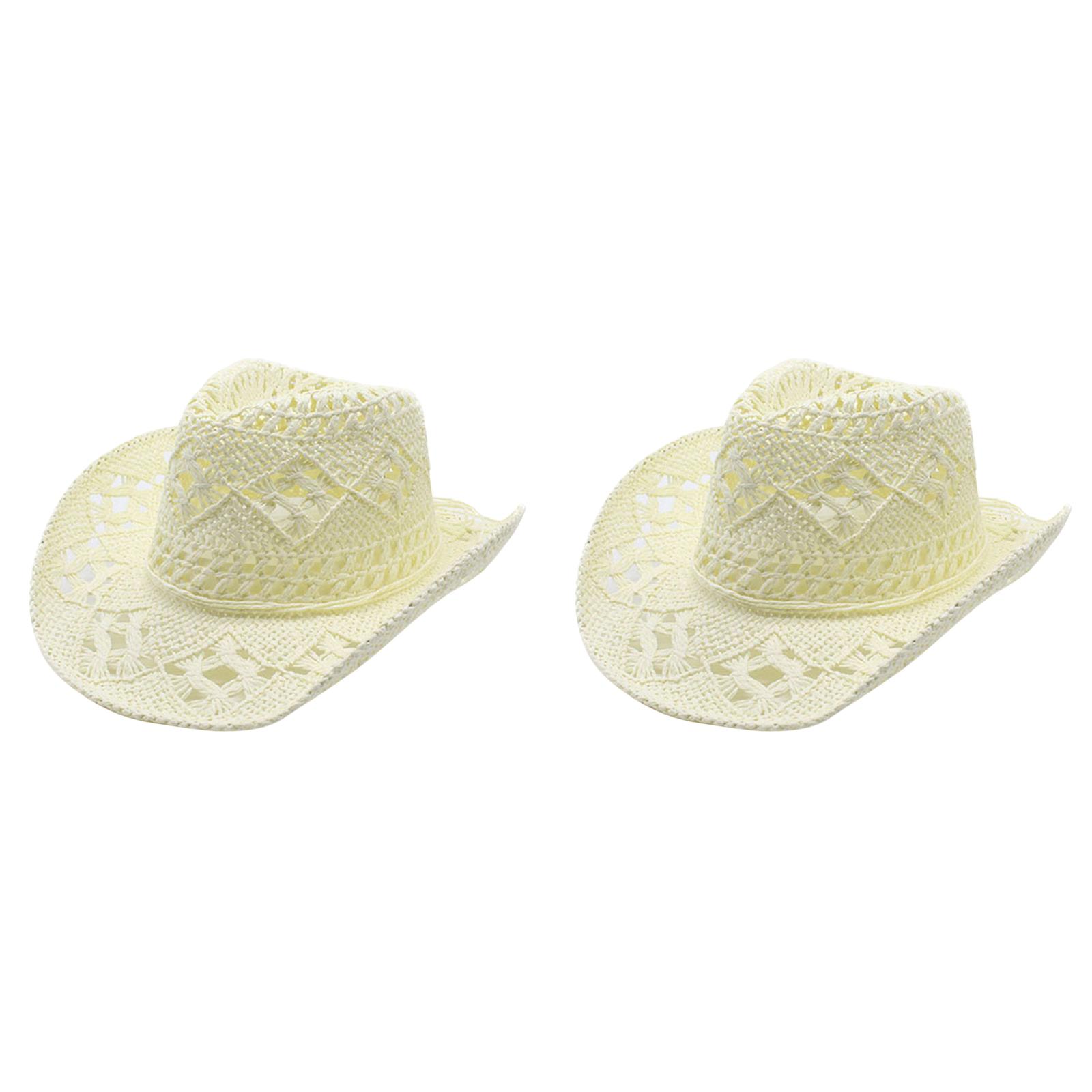 Rinsvye 2 Pcs Women Men Summer Western Preppy Claws Cowboy Hat ...