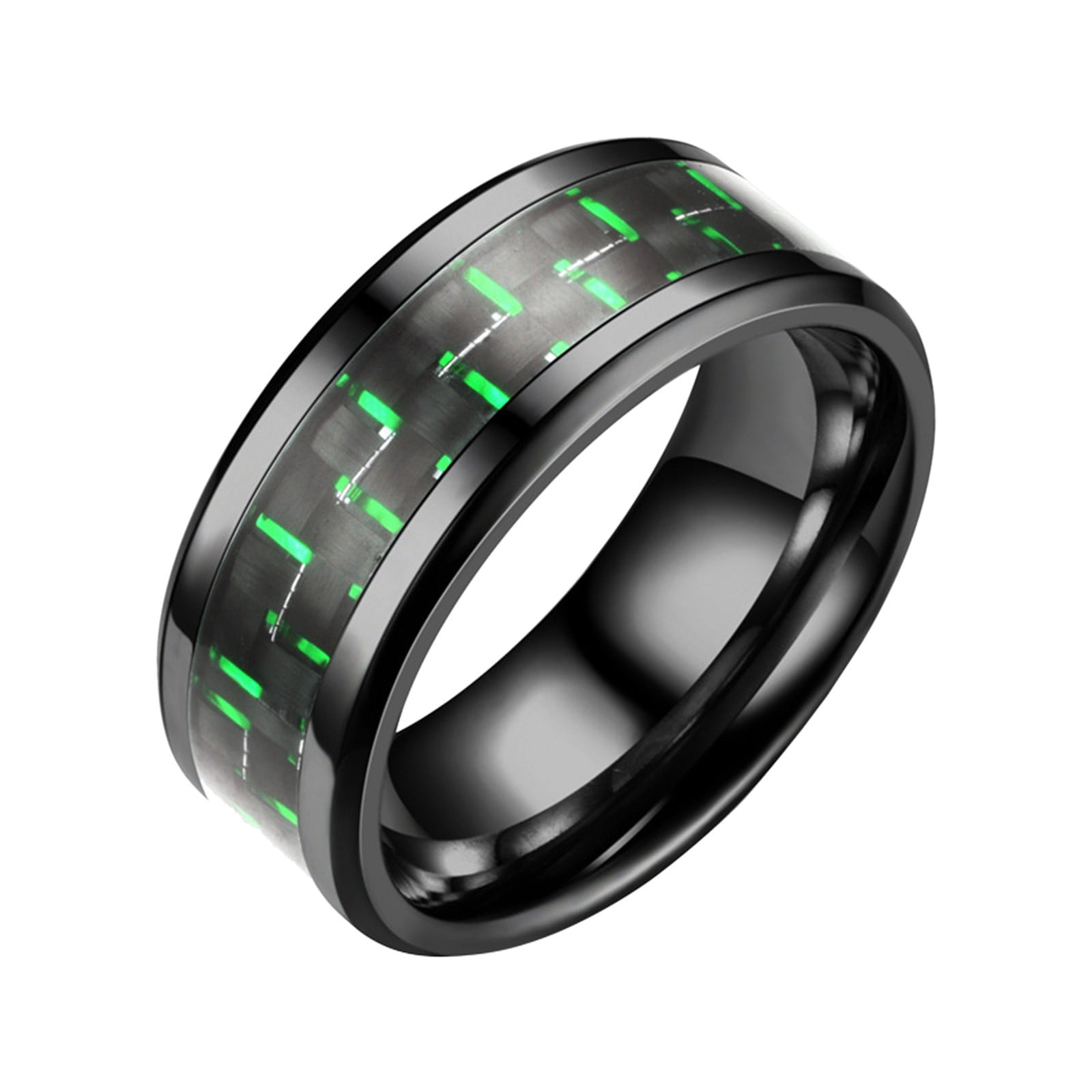Rinsvye Adult Fashion New Three-Color Carbon Fiber Couple Ring Titanium ...