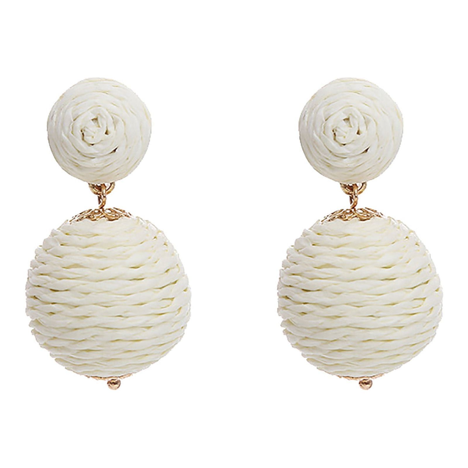 Rinsvye Boho Handmade Straw Rattan Drop Earrings Geometric Raffia Dangle Earrings For Women ...