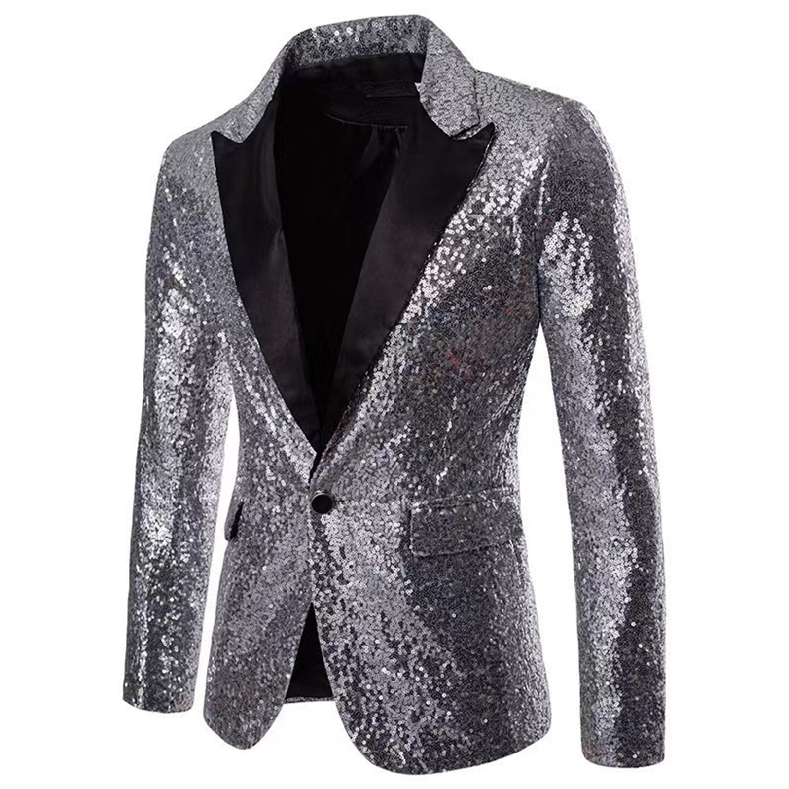 Rinsvye Men's Casual Suit Set Men Short Suit Nightclub Style Sequin ...
