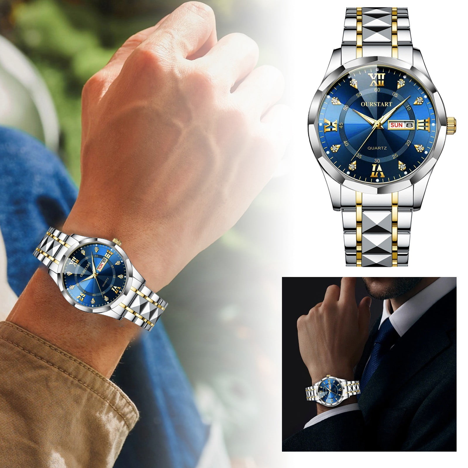 Rinsvye Men's Nightlight Business Casual Mens Birthday Gifts Quartz ...