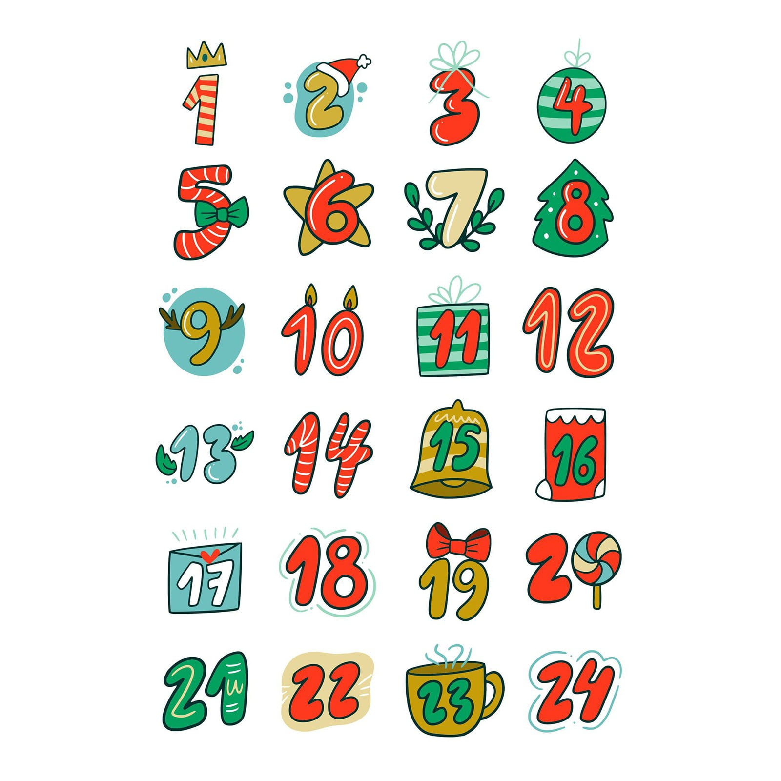 Rinsvye Stickers Christmas Gift Number 15 Minute Timer Stickers 24 ...