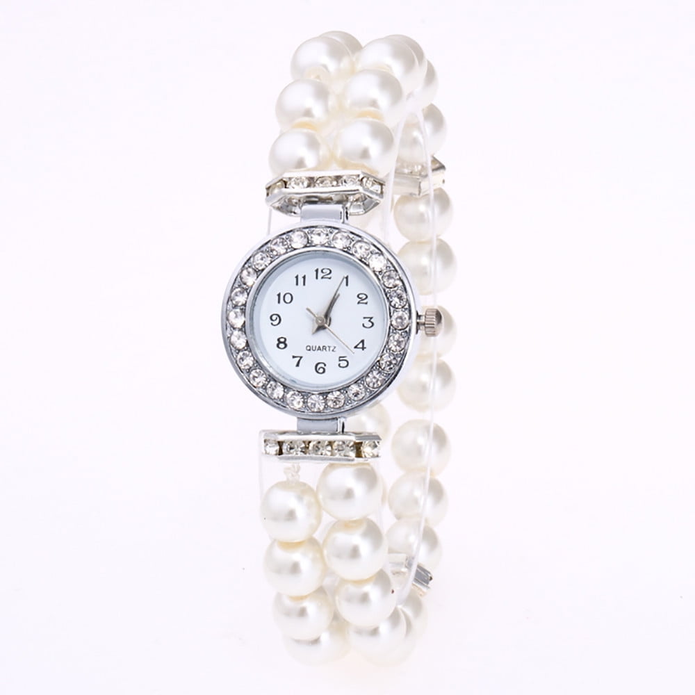 Rinsvye Watch Watch Quartz Women Replacement Watch Band Wrist Pearl ...
