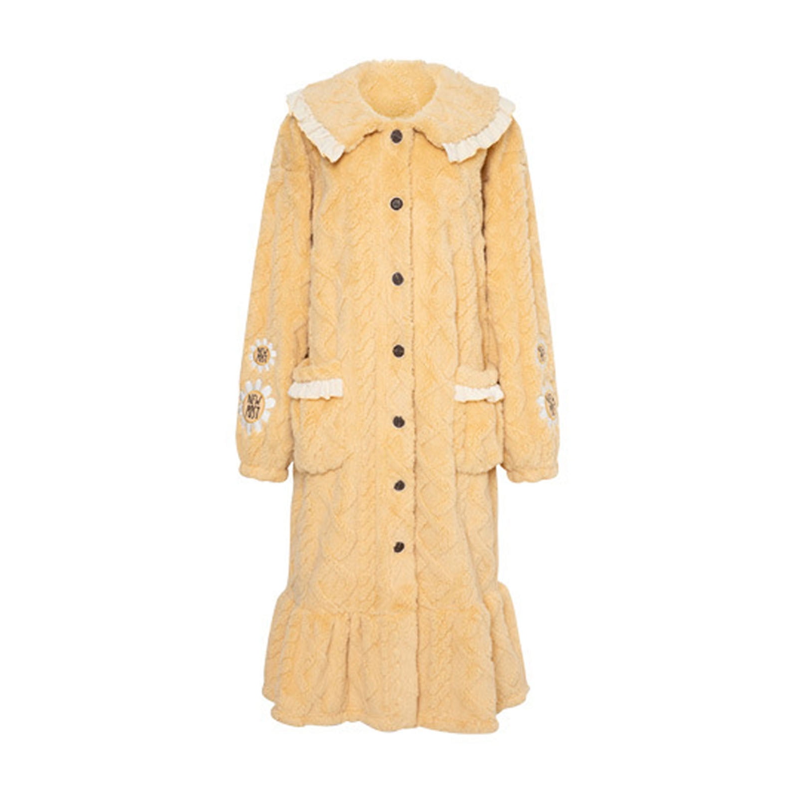 Rinsvye Women'S Autumn Winter Coral Striped Nightshirt Sweet Long ...