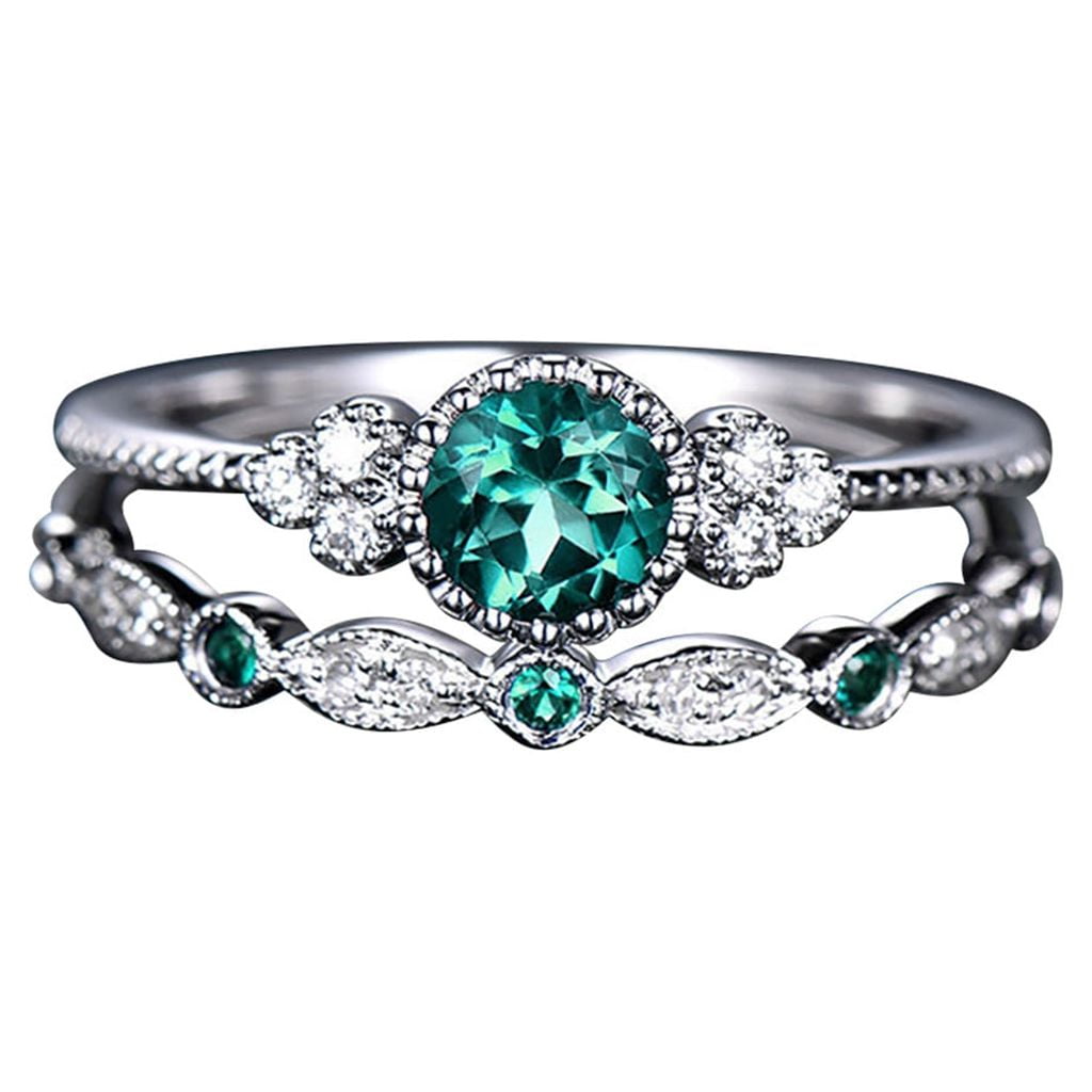 Rinsvye Women'S Fashion Diamond Ring Couple Jewelry 2 Piece Set Size 5 ...