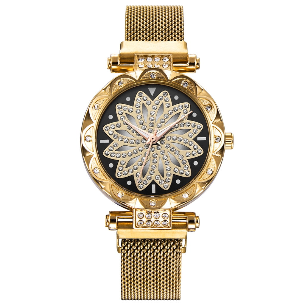 Rinsvye Women Watches Ladies Silicone Watch Strap Clock Diamond Female ...