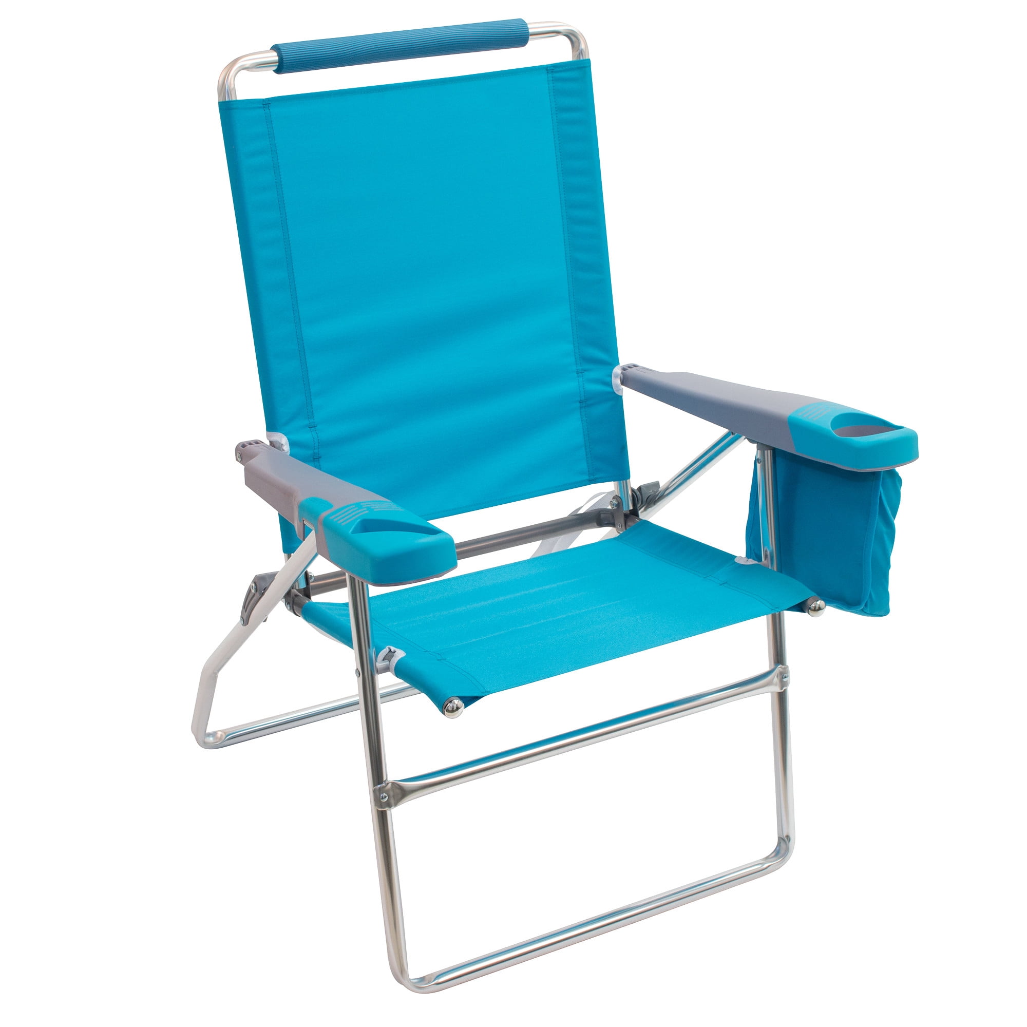 Rio Beach 17" Extended Height 4-Position Folding Beach Chair, Turquoise ...