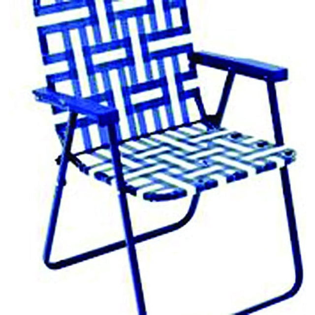 Rio Brands Blue & White Polyester Web Steel Frame Folding Chair BY055 ...